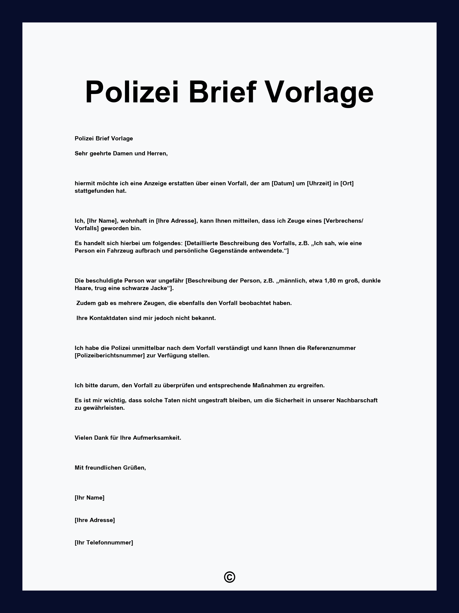 Polizei Brief Vorlage